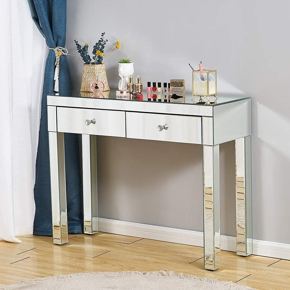 Tcbosik Mirrored Vanity Makeup Table, Modern Dressing Table, Computer ...