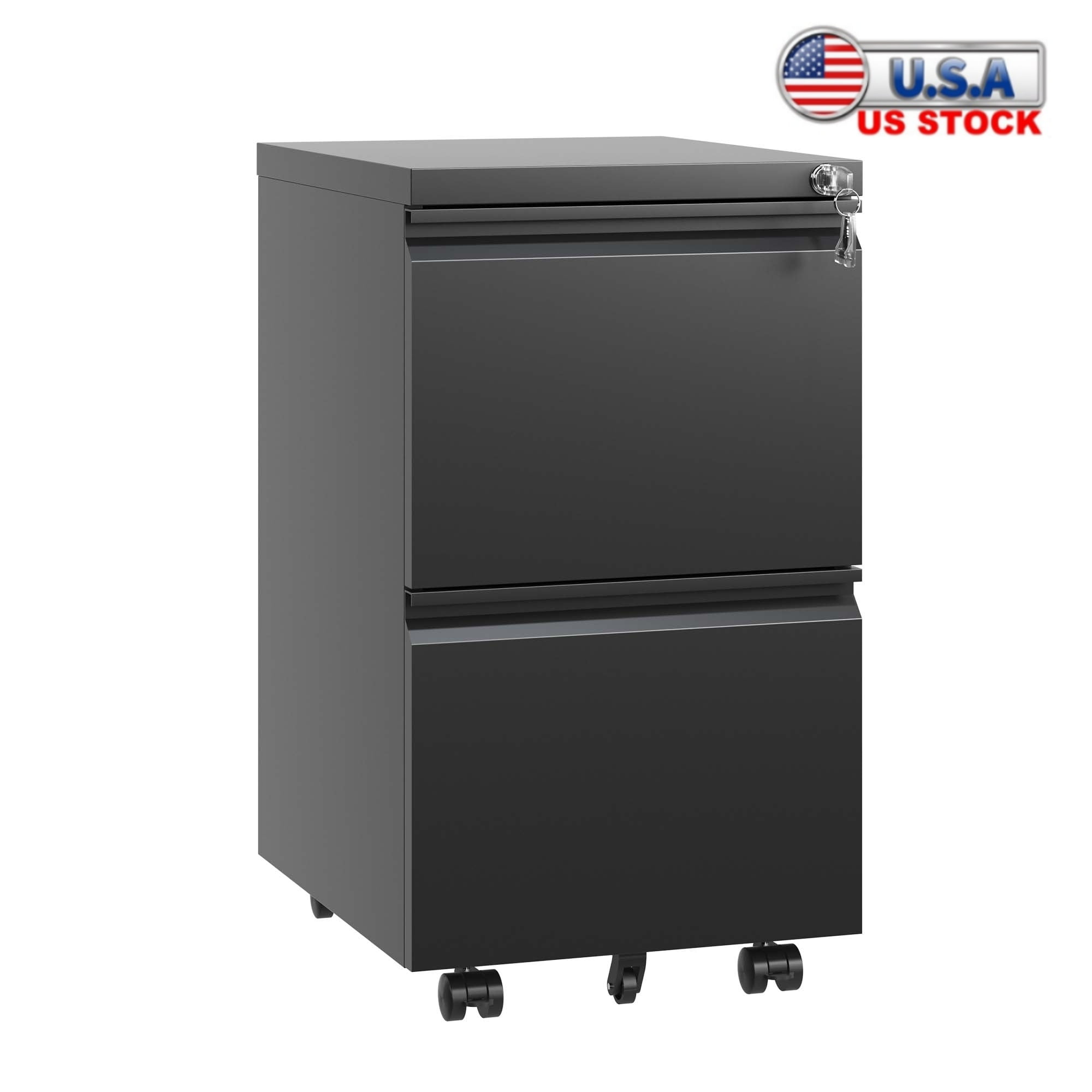 Tcbosik Mobile Metal File Cabinet, Rolling File Cabinet with Lock and 2 ...
