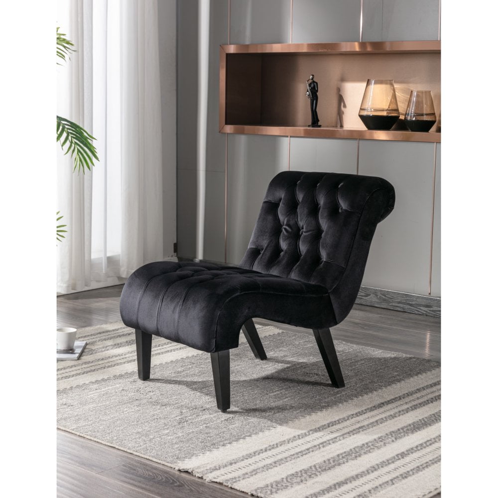 Tcbosik Modern Armless Accent Chair, Upholstered Button Tufted Living ...