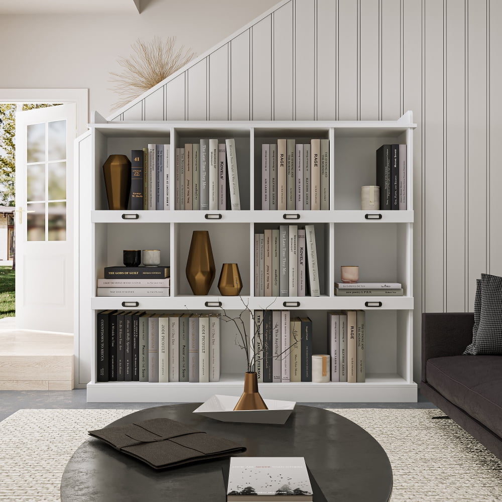 Tcbosik Modern Bookshelf, 10-Cube Minimalist Bookcase, 4-Tier Wood ...