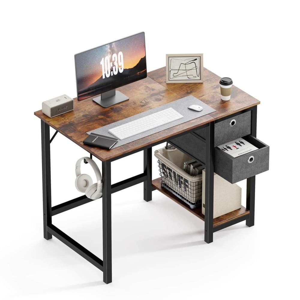 Tcbosik Modern Computer Desk with Storage, Study Writing Table with ...