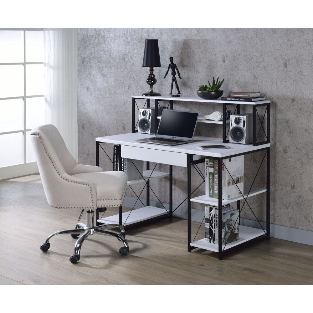 Tcbosik Modern Computer Desk with Storage Drawer, Hutch, Storage Shelf ...