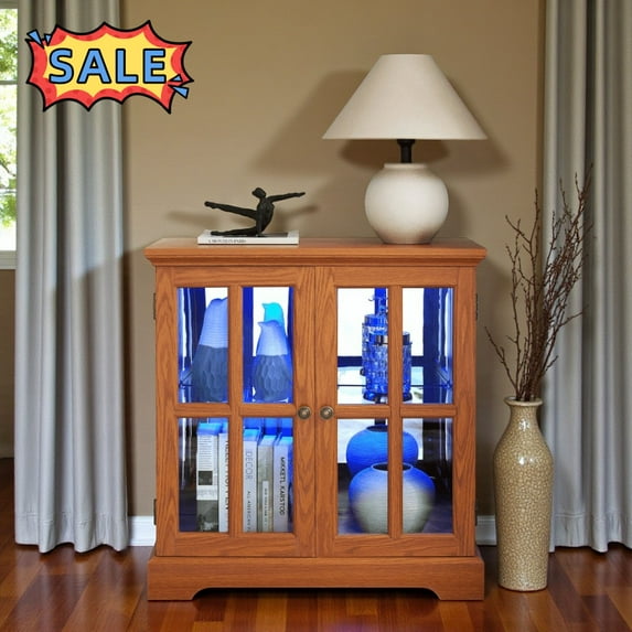 Tcbosik Modern Curio Cabinet with LED Lights, Display Cabinet with ...