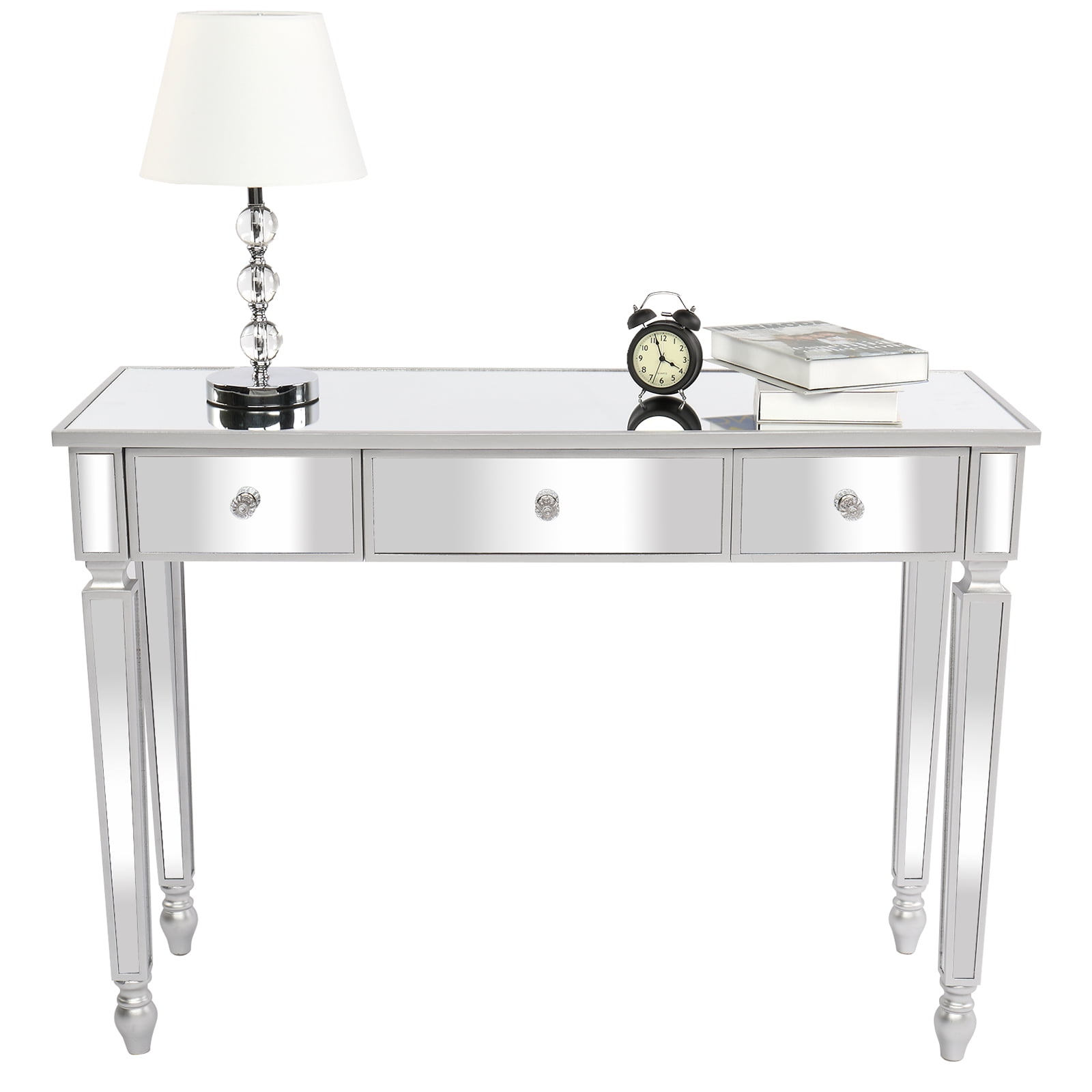 Tcbosik Modern Mirrored Desk with 3 Drawers, Home Office Computer Desk ...
