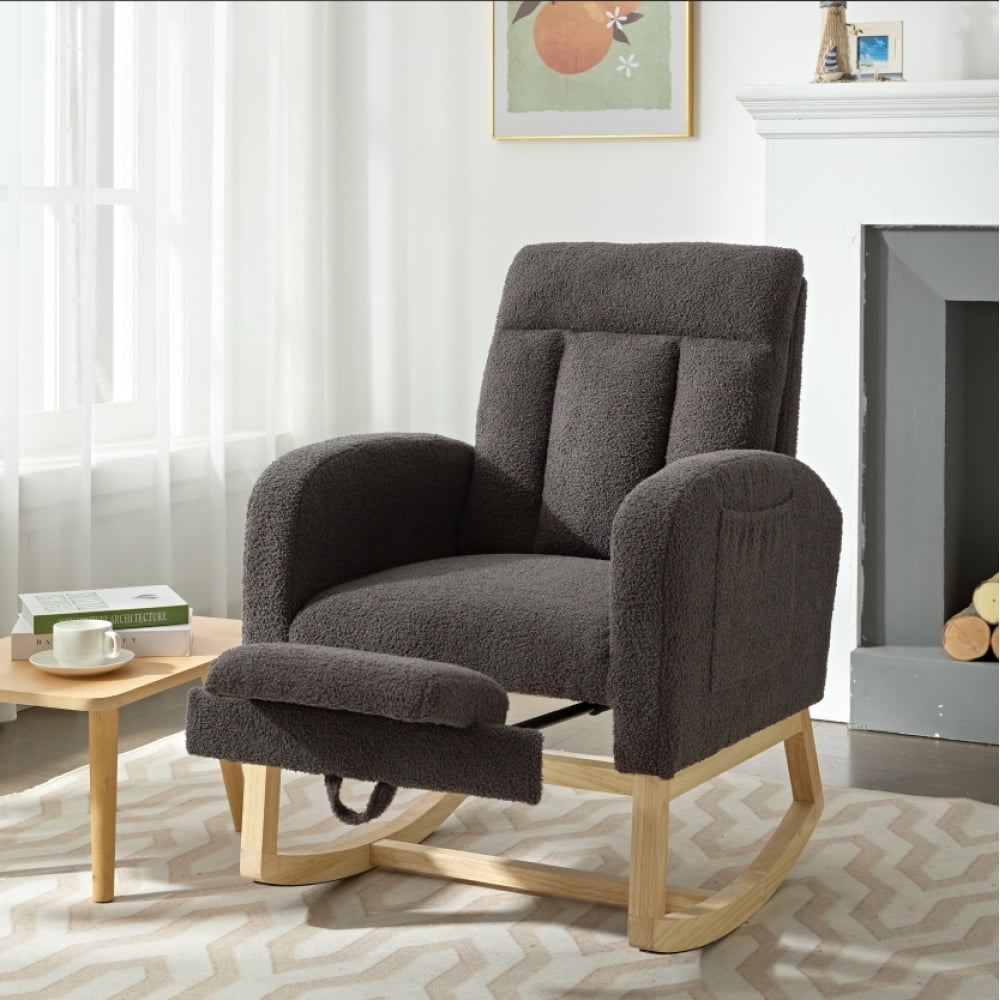 Tcbosik Modern Rocking Chair, Comfy Rocker Chair with Foot Rest, Accent ...