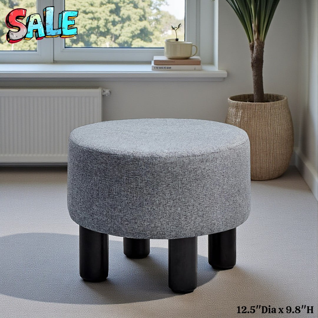Tcbosik Modern Round Ottoman with Sturdy Wooden Legs, 12.5" Footrest ...