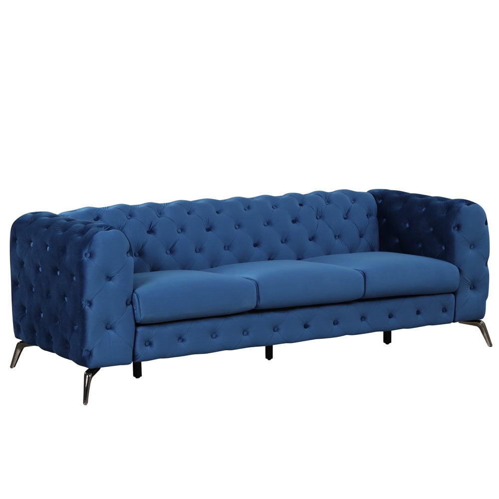 Tcbosik Modern Velvet Upholstered Chesterfield Sofa, Mid-Century 3 Seat ...
