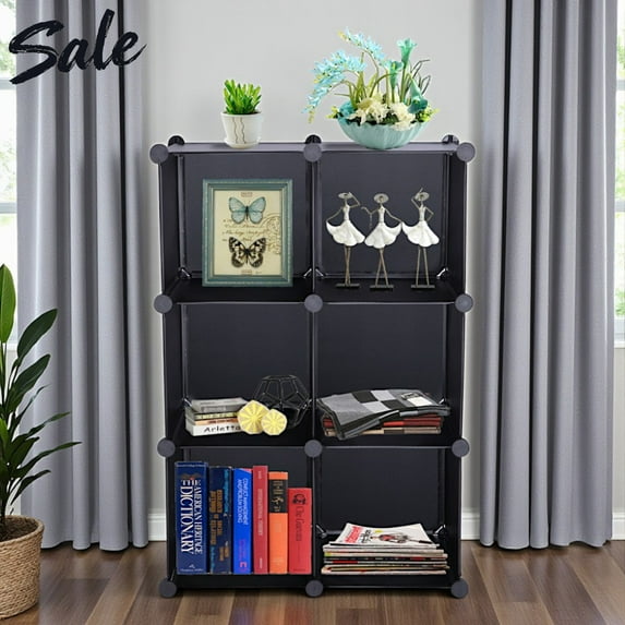 Tcbosik Modular 6-Compartment Storage Organizer, 3-Tier DIY Plastic ...