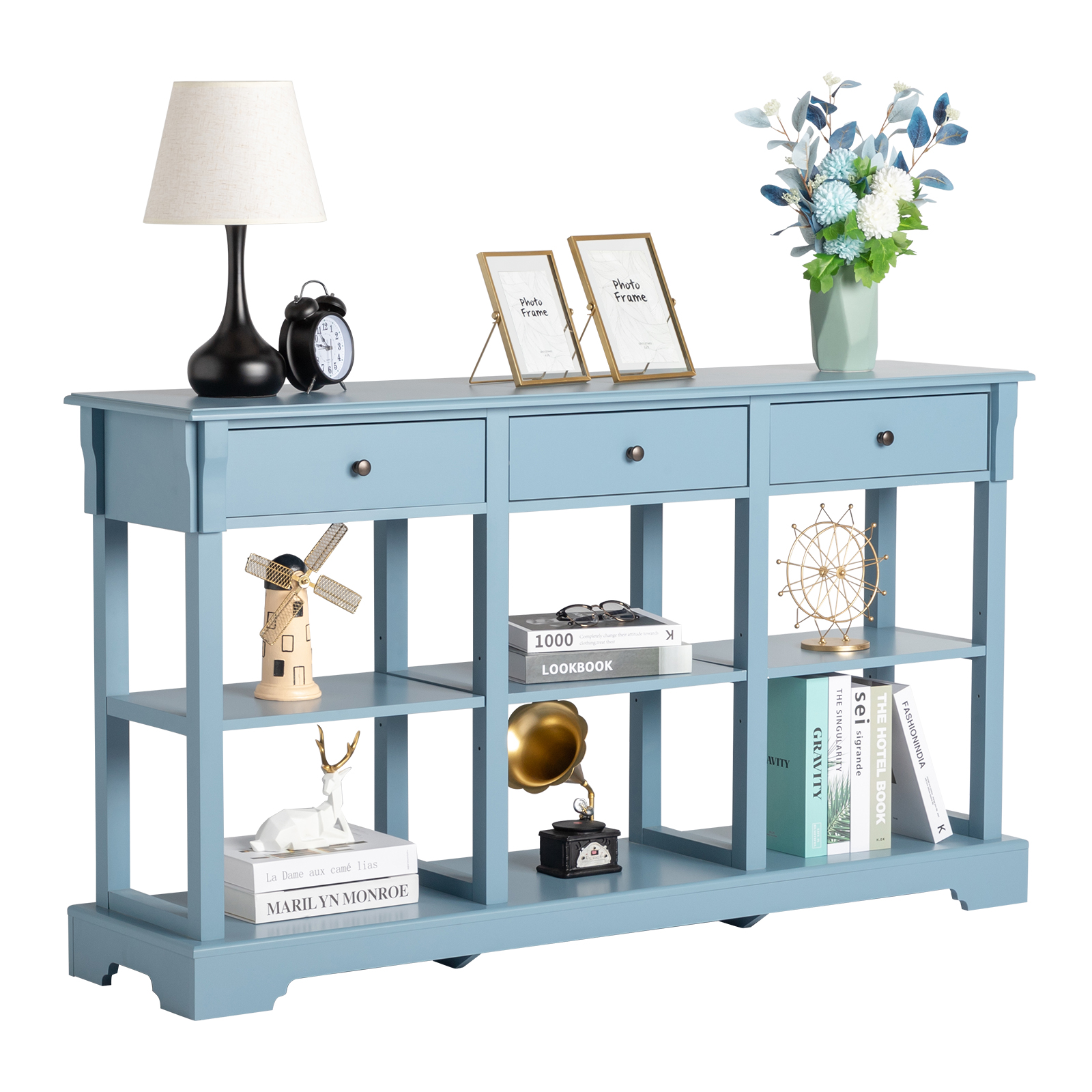 Tcbosik Narrow Console Table, 58.2" Long Sofa Table with Storage ...