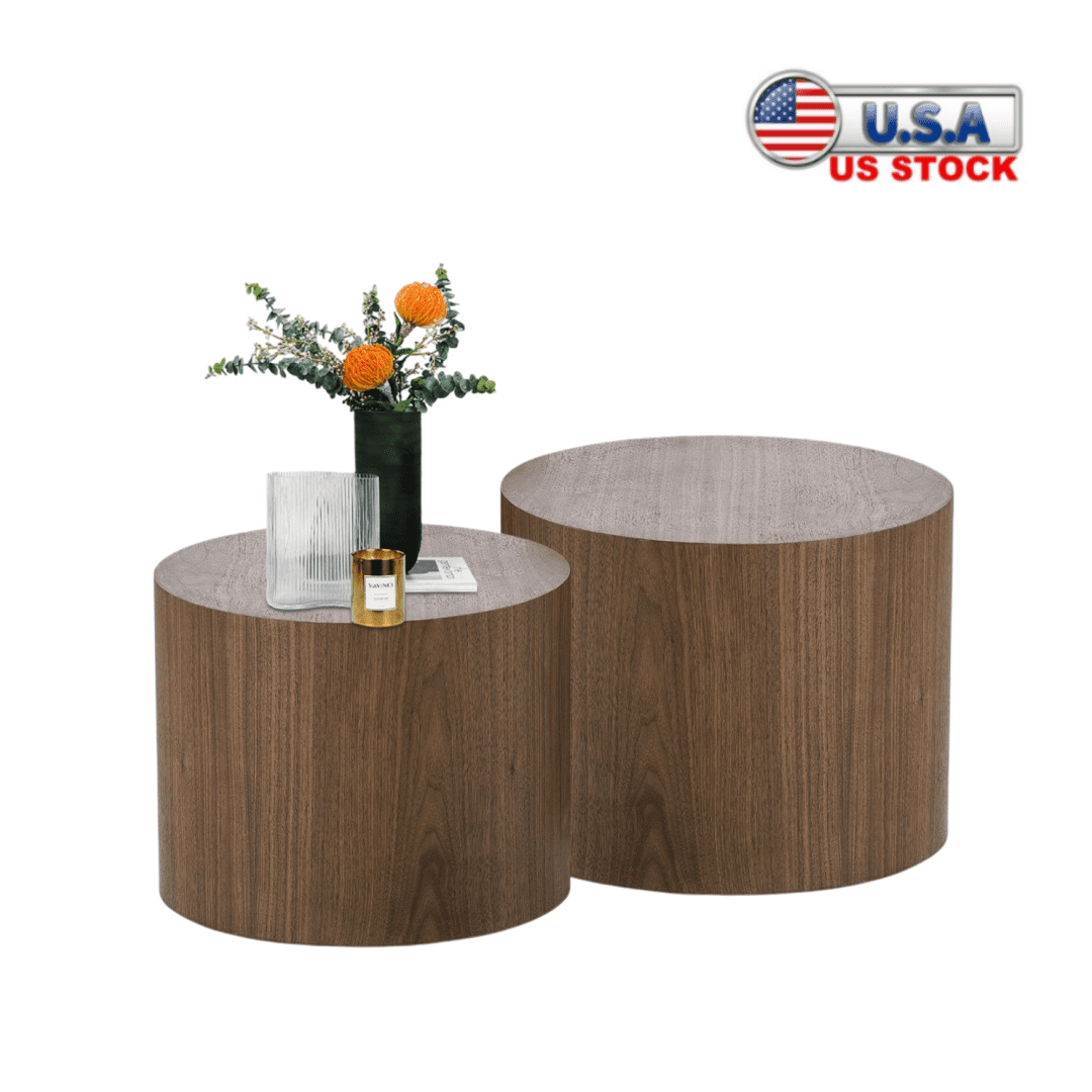 Tcbosik Nesting Coffee Tables Set of 2, Round Center Table with Anti ...