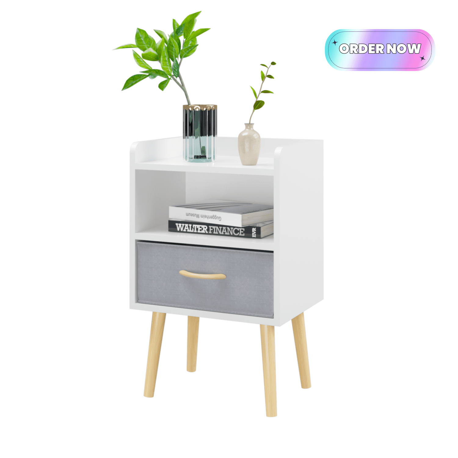 Tcbosik Night Stand with Fabric Drawer, Side Table with Open Shelf, 2 ...