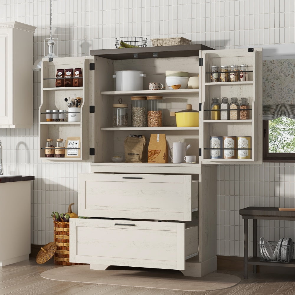 Tcbosik Pantry Cabinet with Ample Storage Space, Farmhouse Storage ...