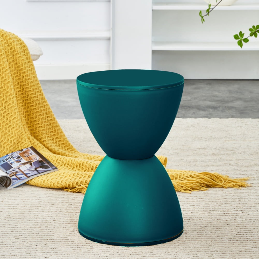 Tcbosik Plastic Bedside Table, Drum-Shaped End Table with Storage ...