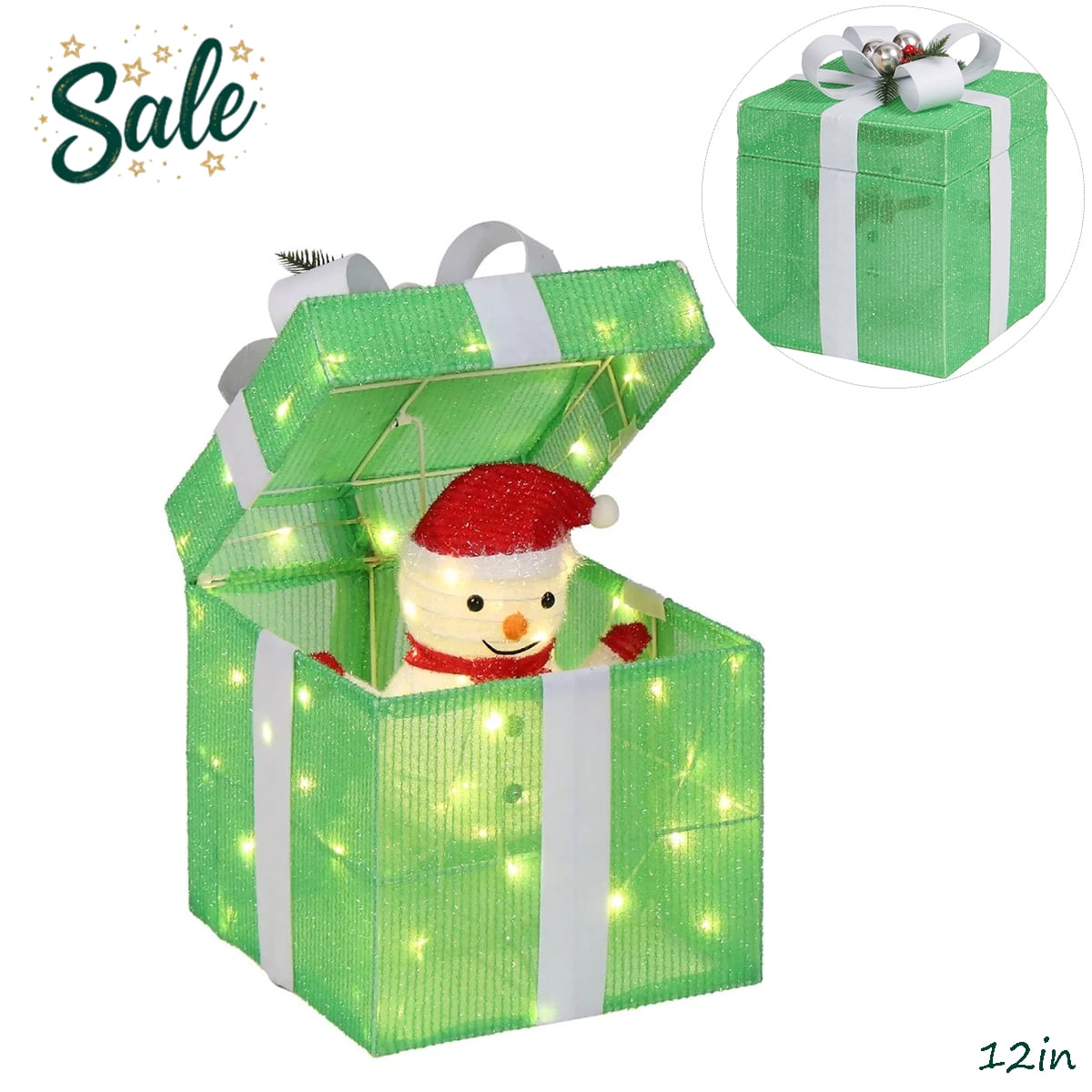 Tcbosik Pop-Up LED Christmas Gift Box with Snowman, Indoor & Outdoor ...