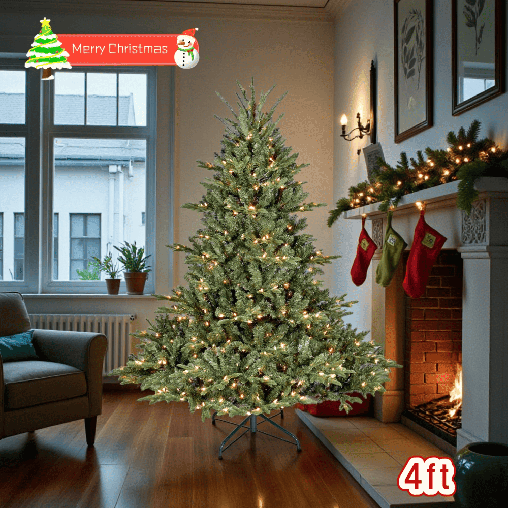 Tcbosik Pre-Lit Artificial Christmas Tree with 150 UL Lights, 4ft Full ...