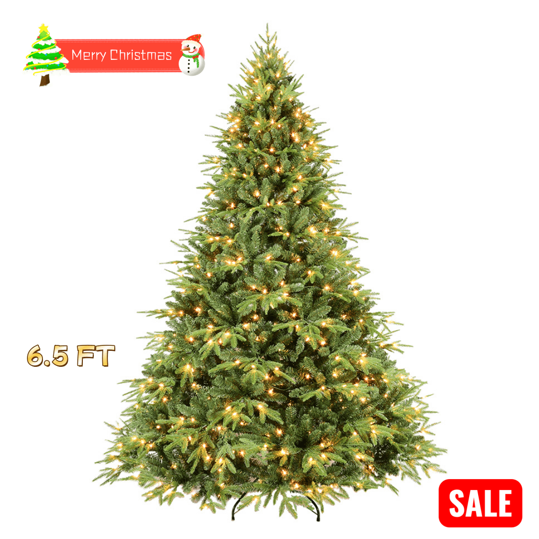 Tcbosik Pre-Lit Christmas Tree with 450 LED Lights, 6.5ft Artificial ...