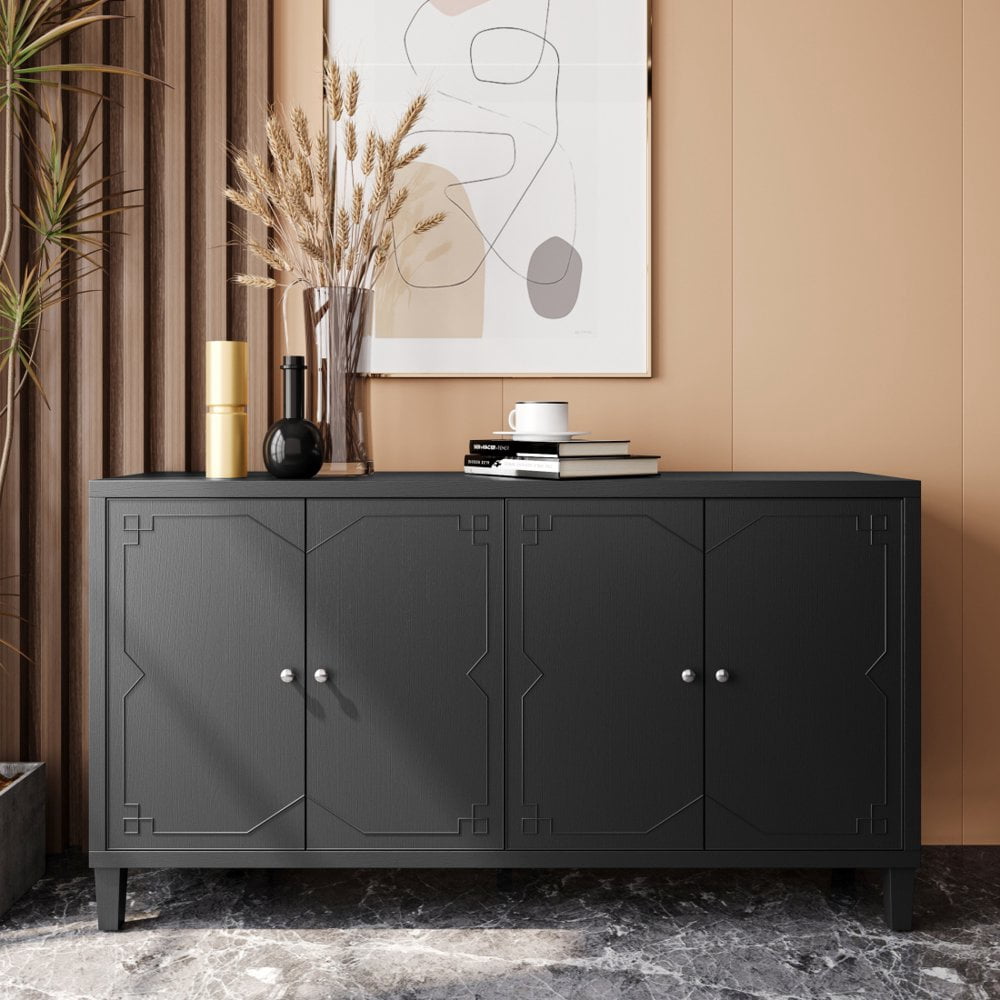 Tcbosik Retro Storage Cabinet Buffet Sideboard with 4 Decorative Doors ...