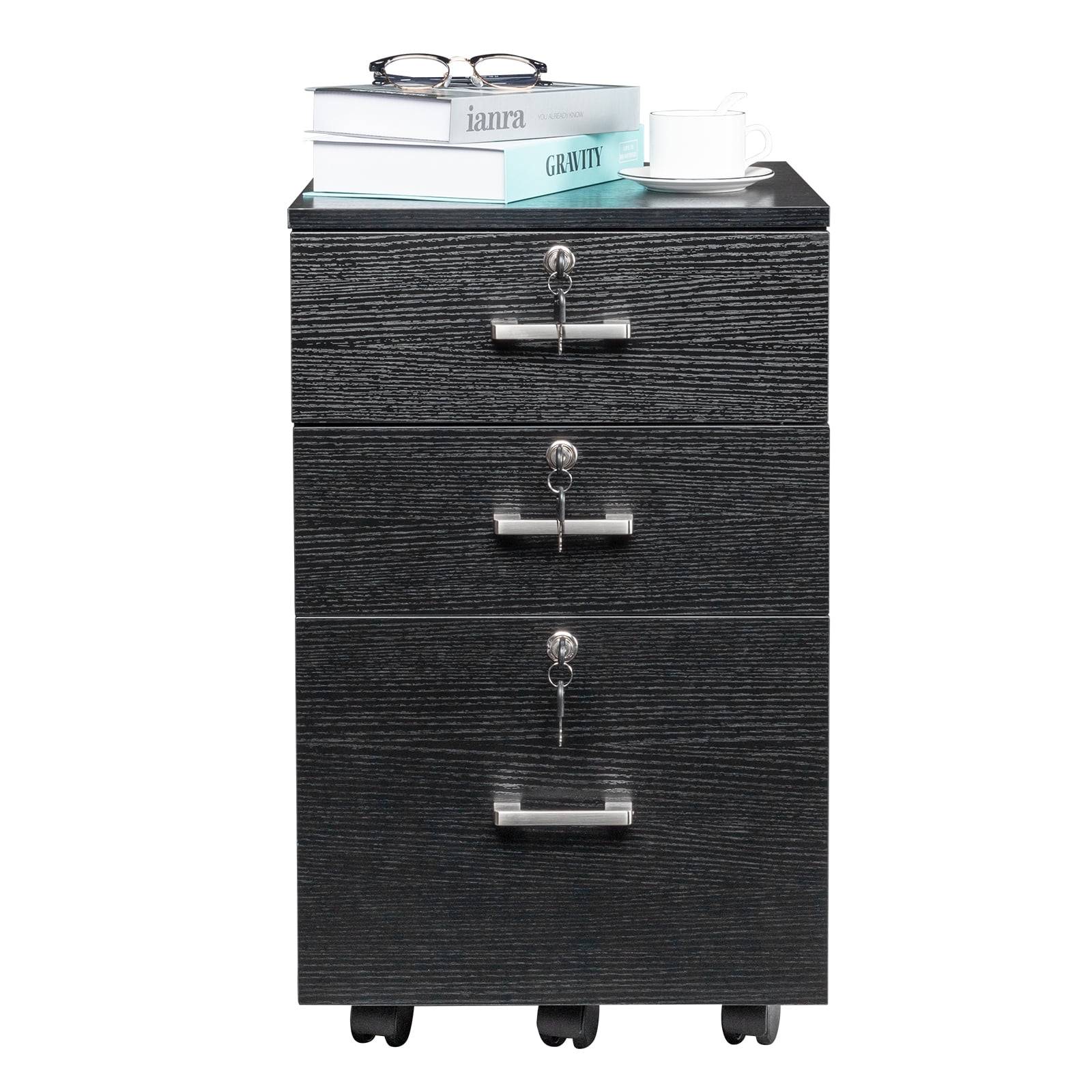 Tcbosik Rolling Mobile Filing Cabinet, Lockable File Cabinet with ...
