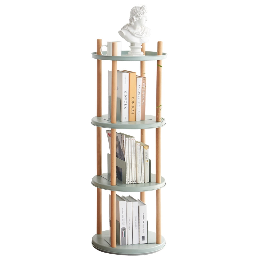 Tcbosik Rotating Bookshelf, 4 Tiers Round Revolving Bookcase with Open ...