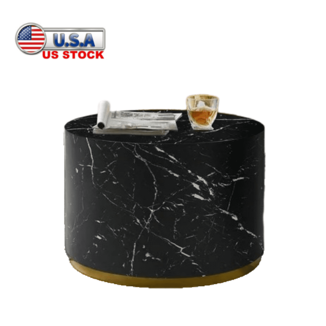 Tcbosik Round Coffee Table, Circle Cocktail Table with Gold Metal Base ...