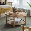 A&B Home Traditional Natural Wood Rattan Table, Open Cane Shelf - 29 ...