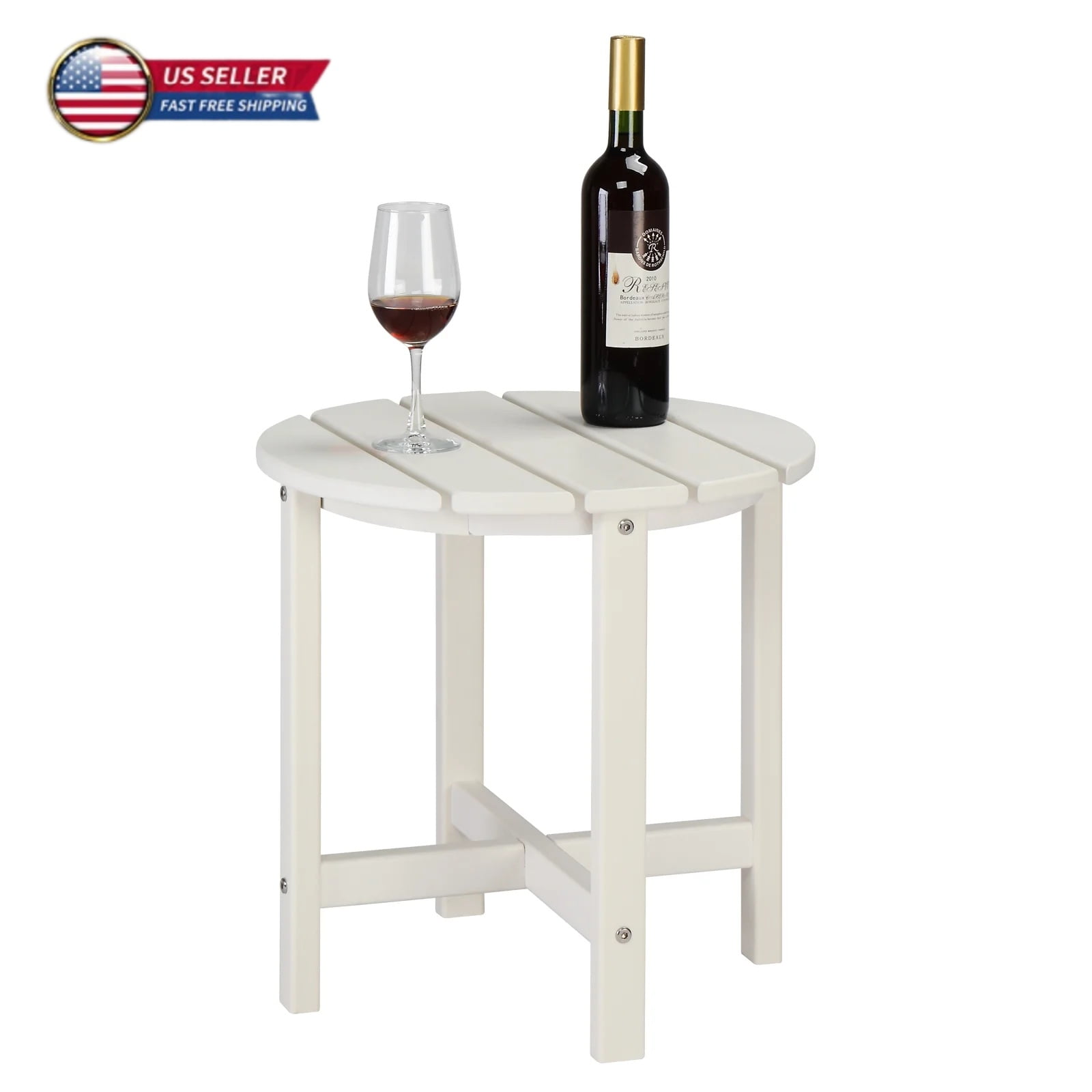 Tcbosik Outdoor Side Table, 18" Round End Table, Weather Resistant ...