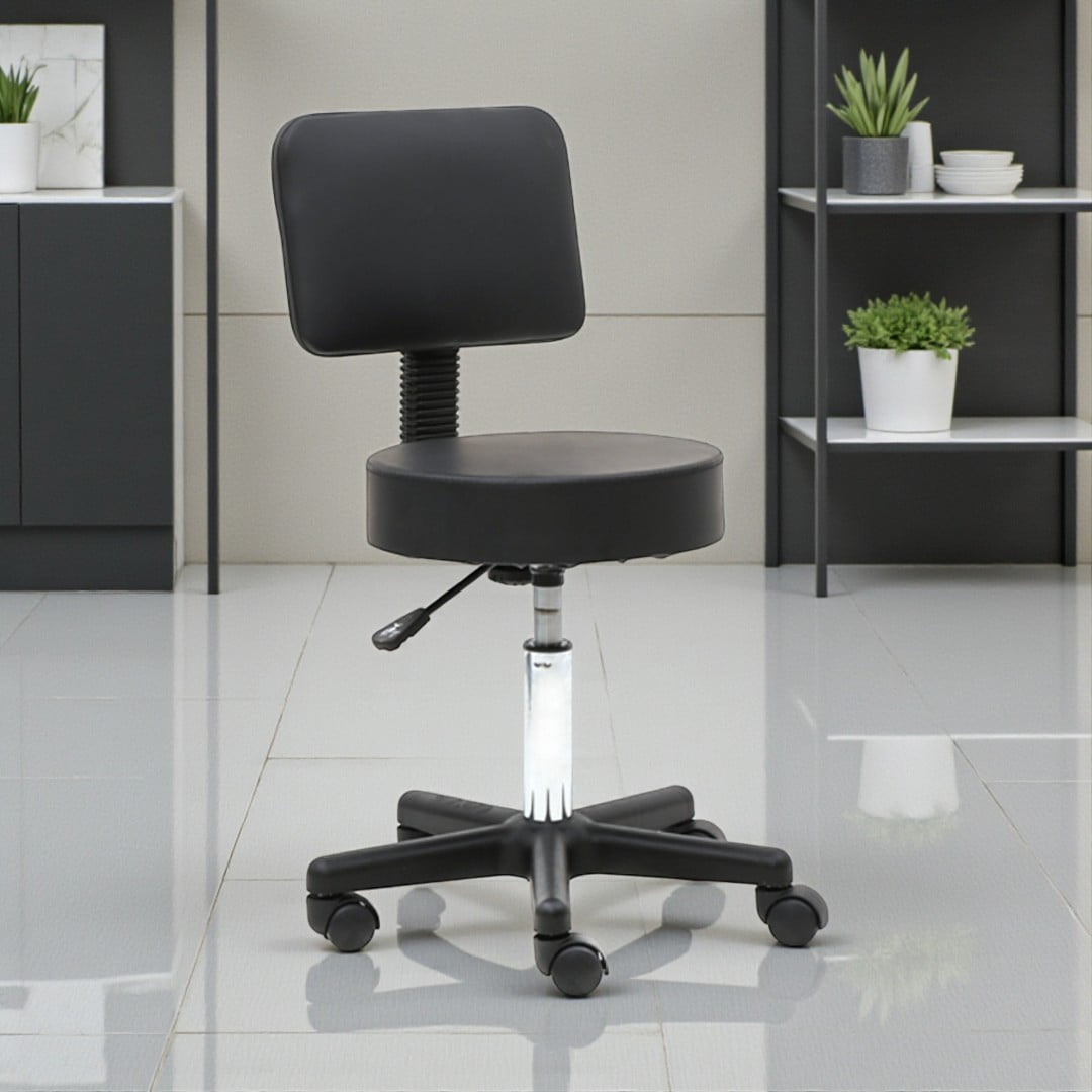 Tcbosik Round Stool with Back for Work SPA Shop Home Massage | Height ...