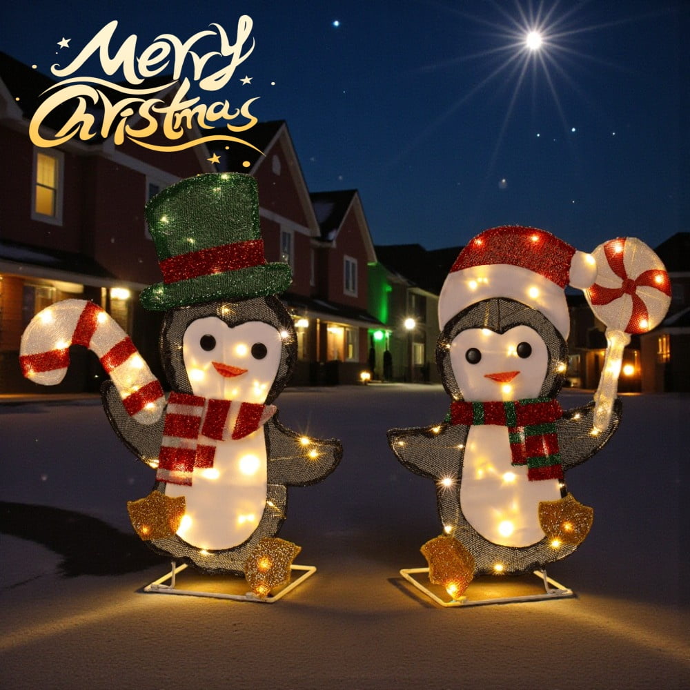 Tcbosik Set of 2 Pre-Lit Christmas Decorations with 80 Warm White LED ...