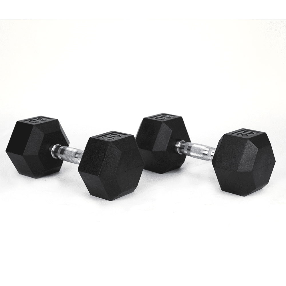 Tcbosik Set of 2 Hex Dumbbell, 30 LB Rubber Encased Hand Weight for ...