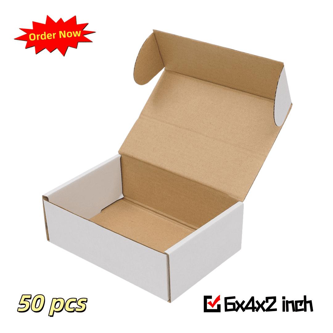 Tcbosik Shipping Boxes Set of 50, 6"x4"x2" Cardboard Paper Box, Small ...