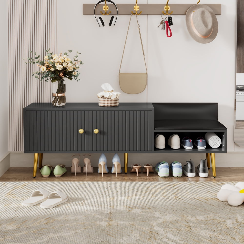 Tcbosik Shoe Bench with Cushioned Seat and Ample Storage Space, Shoe ...