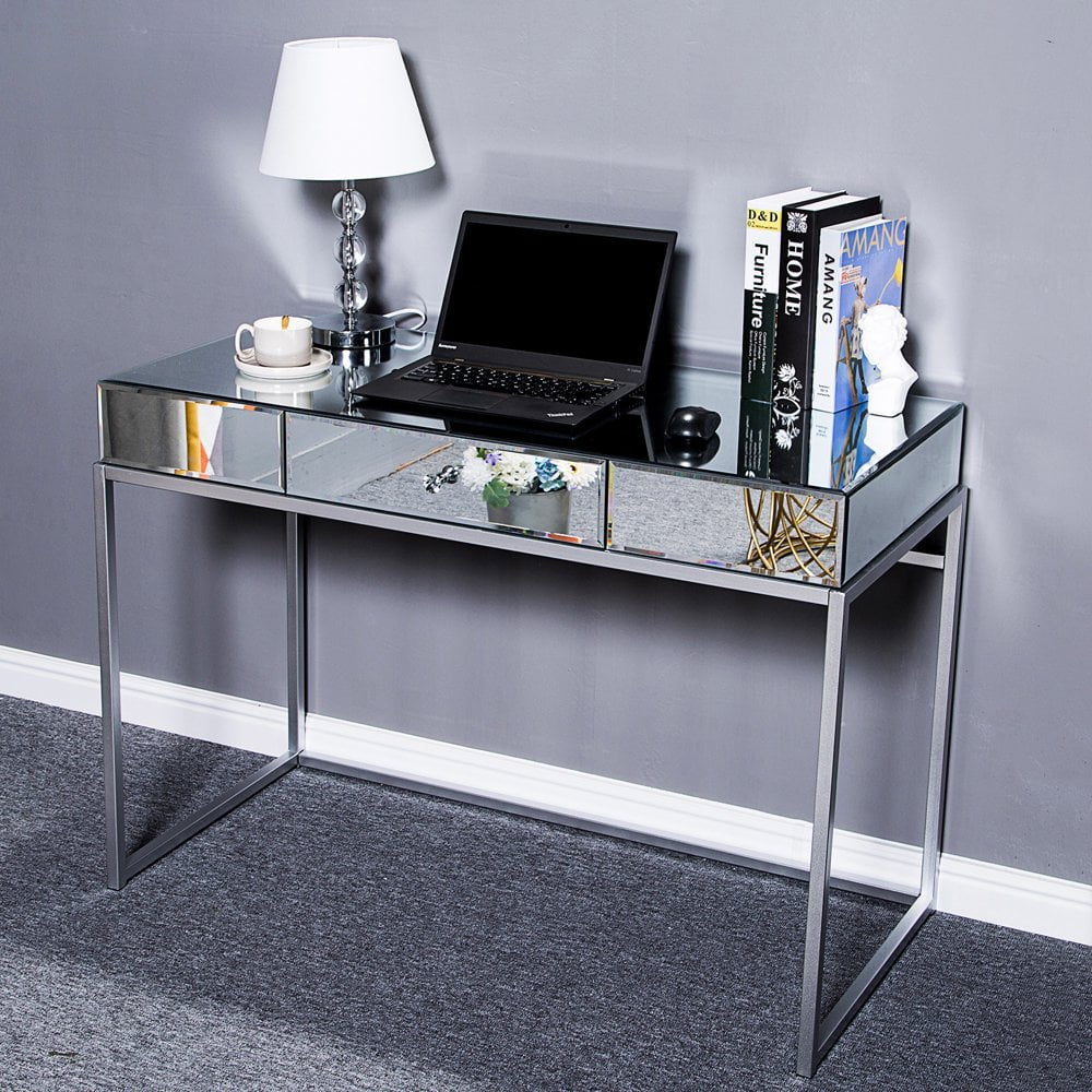 Tcbosik Simple Dressing Table Mirrored Computer Desk with 1 Drawers ...