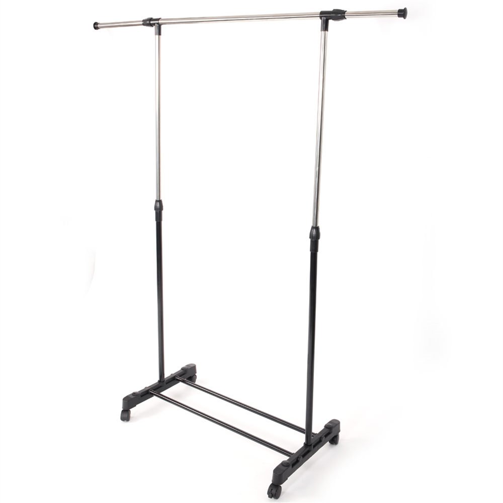 Tcbosik Single-Rod Height Adjustable Clothes Rack with Extendable Bar ...