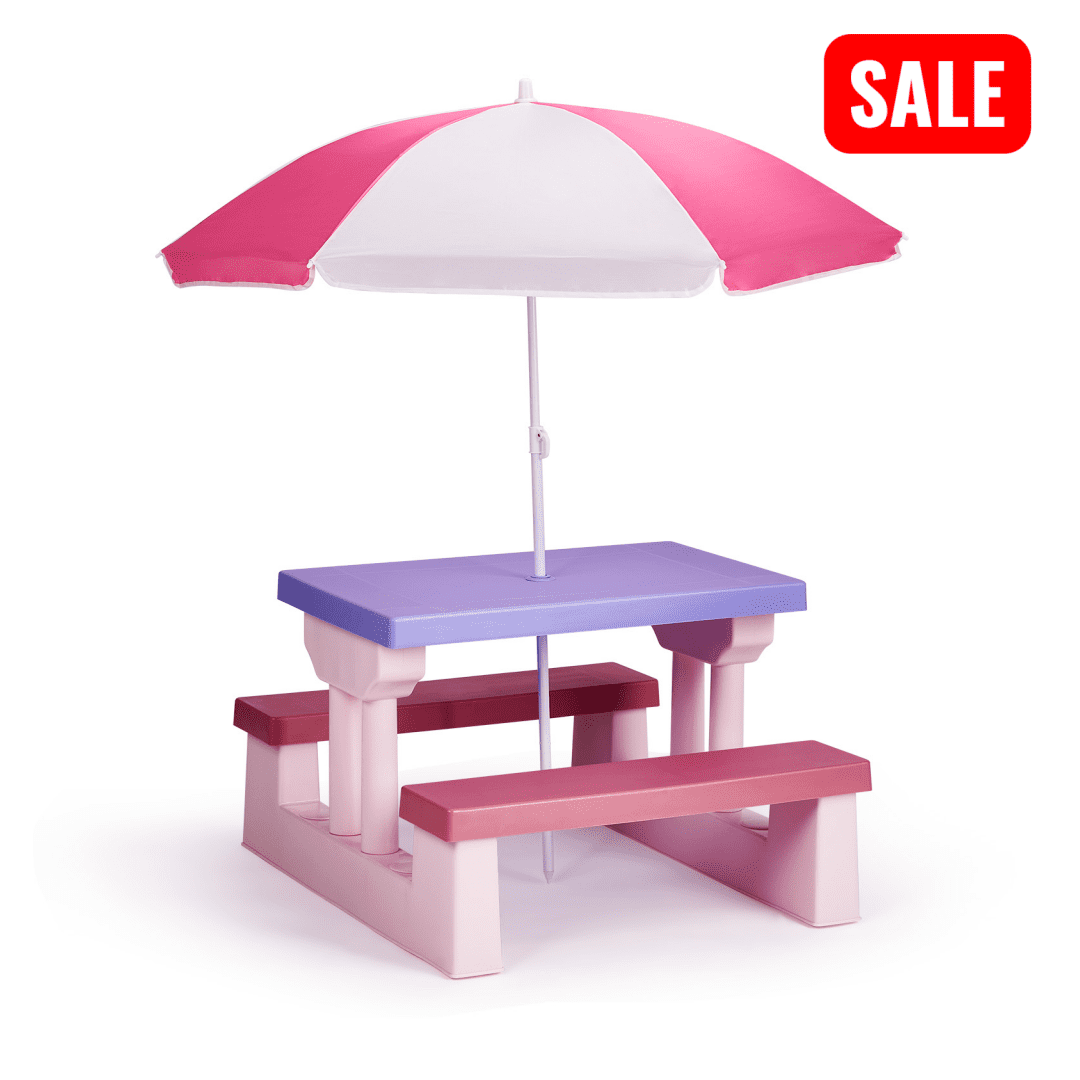 Tcbosik Small Picnic Table Set with Removable Umbrella, Indoor ...