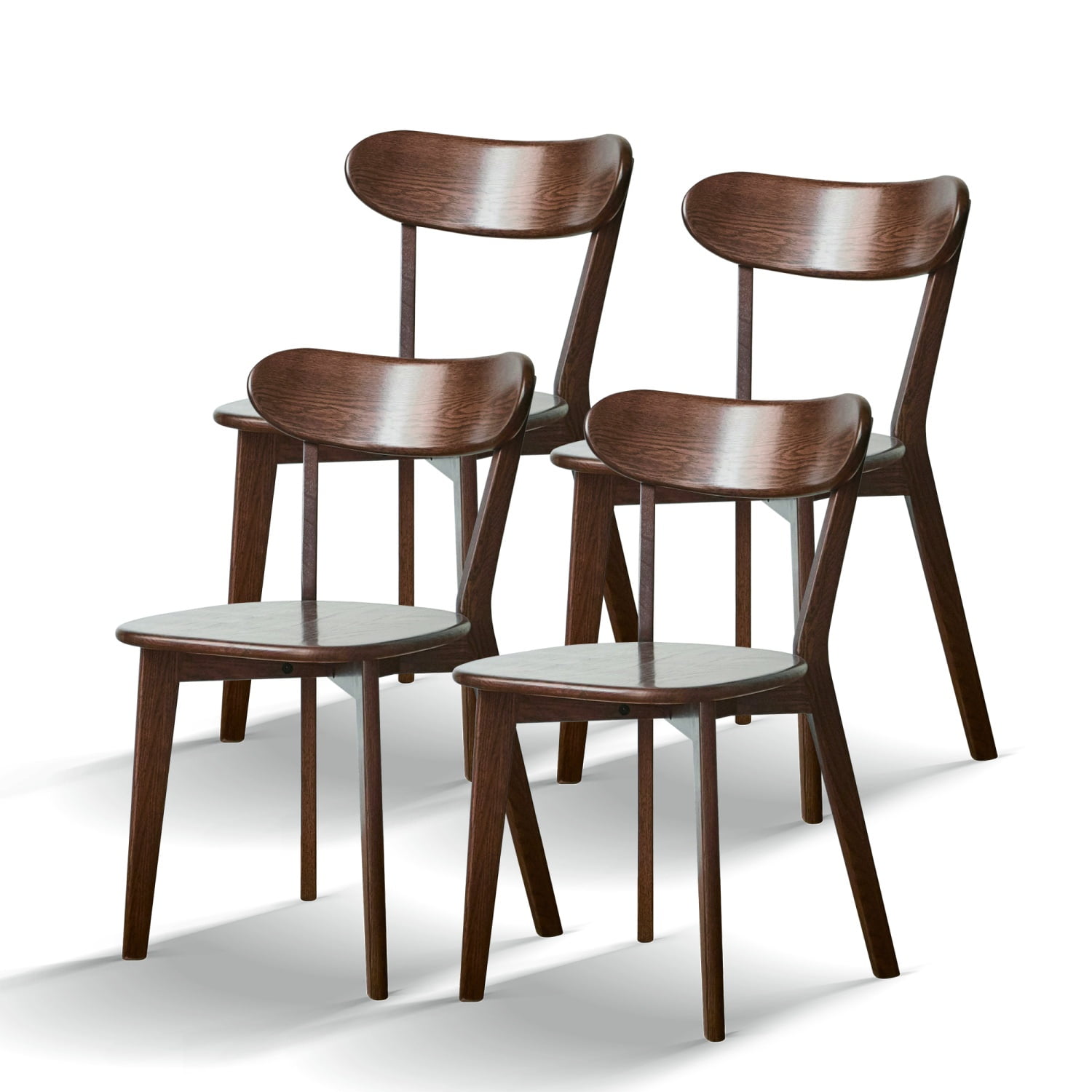 Tcbosik Solid Wood Chairs Set of 4, Dining Chair with Curved Back ...