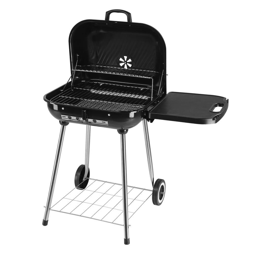 Tcbosik Square Barbecue Grill with Wheels and Foldable Side Shelf ...