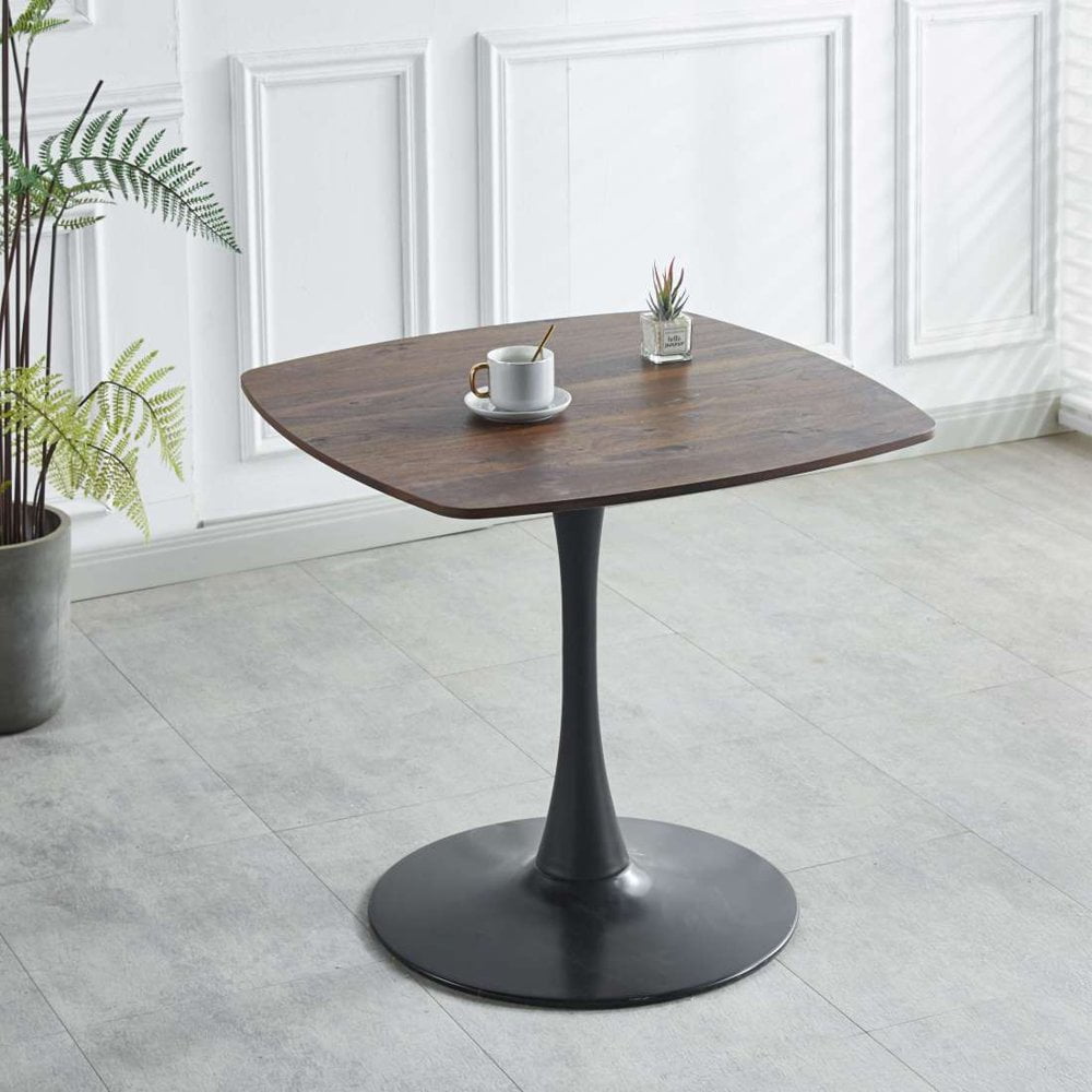 Tcbosik Square Wood Grain 31.5" Dining Table with Metal Legs, Walnut ...