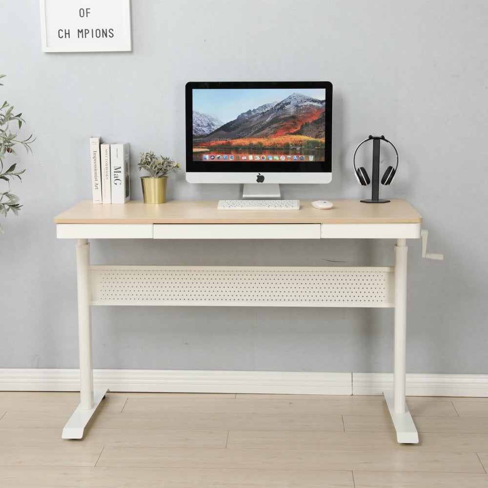 Tcbosik Standing Desk with Drawer, Height Adjustable Home Office Desk ...