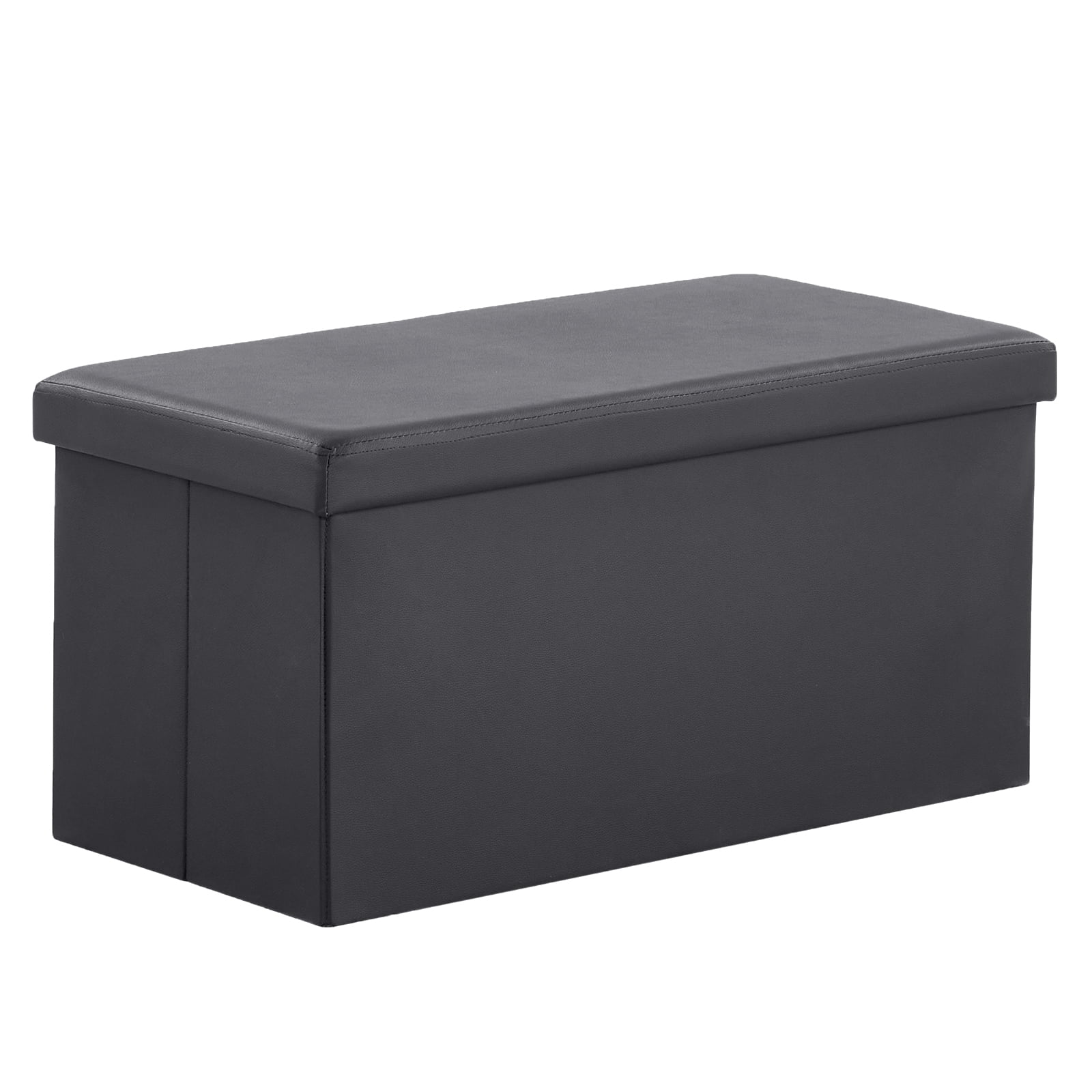 Tcbosik Storage Box with Lid, Glossy PVC Foldable Storage Footstool ...