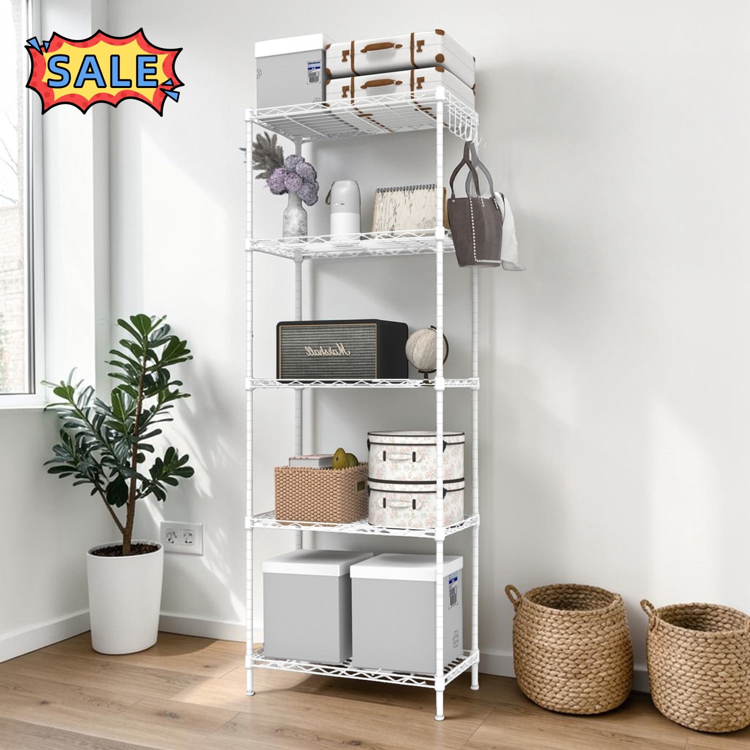Tcbosik Storage Shelves - 5-Tier Heavy Duty Wire Shelving Unit - Metal ...