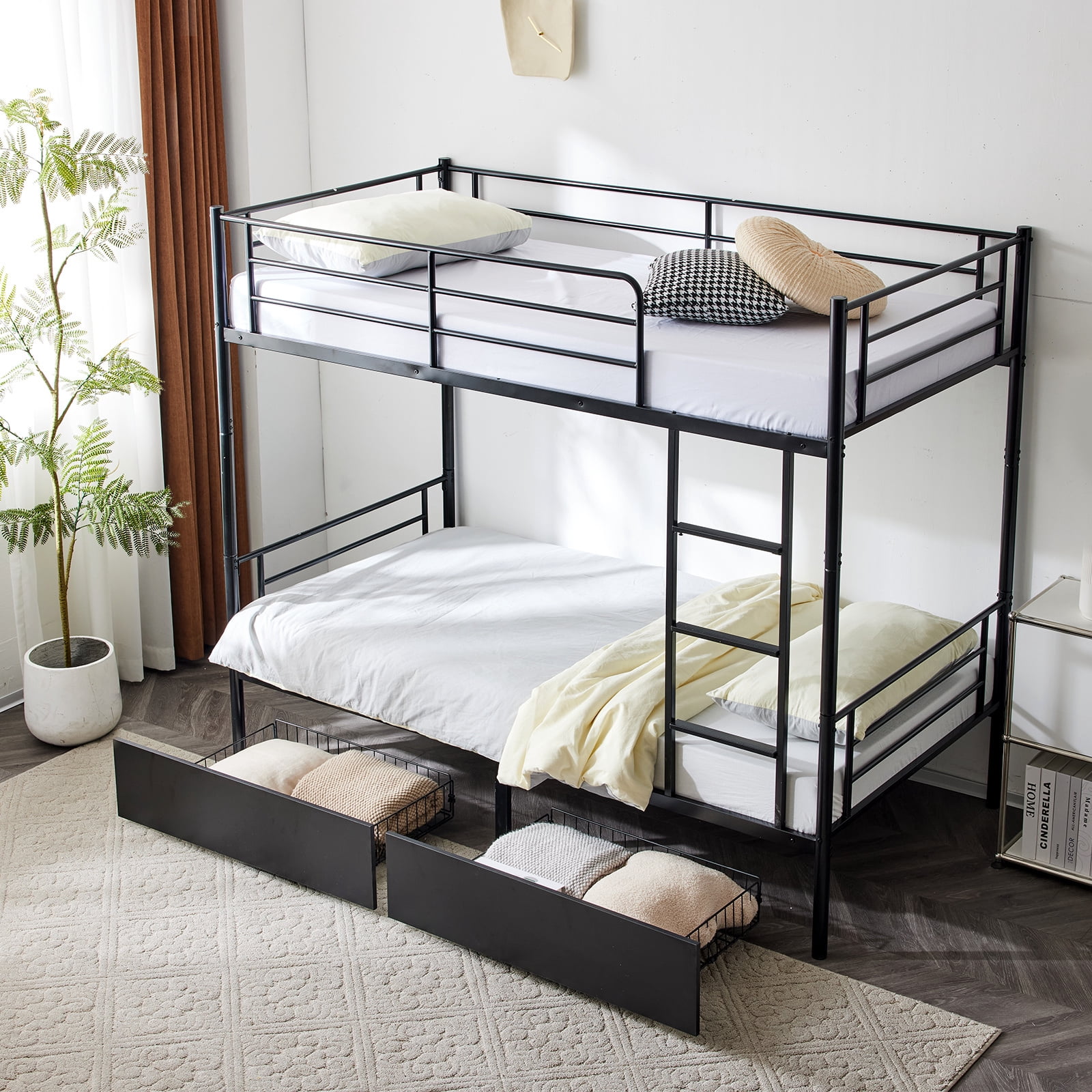 Tcbosik Twin Over Twin Size Detachable Bunk Bed, Can be Divided Into 2 ...