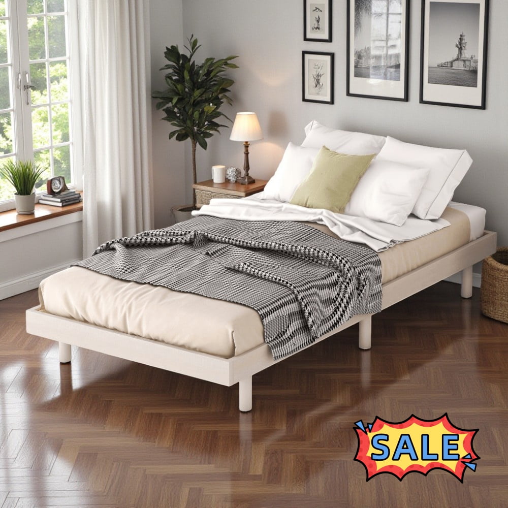 Tcbosik Twin Size Platform Bed with Wooden Slats Support, Bed Frame for ...