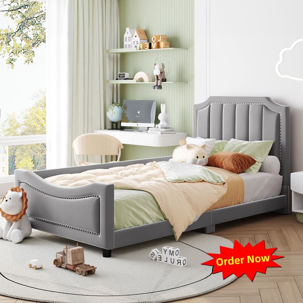 Tcbosik Twin Size Upholstered Daybed, Velvet Sofa Bed for Bedroom ...