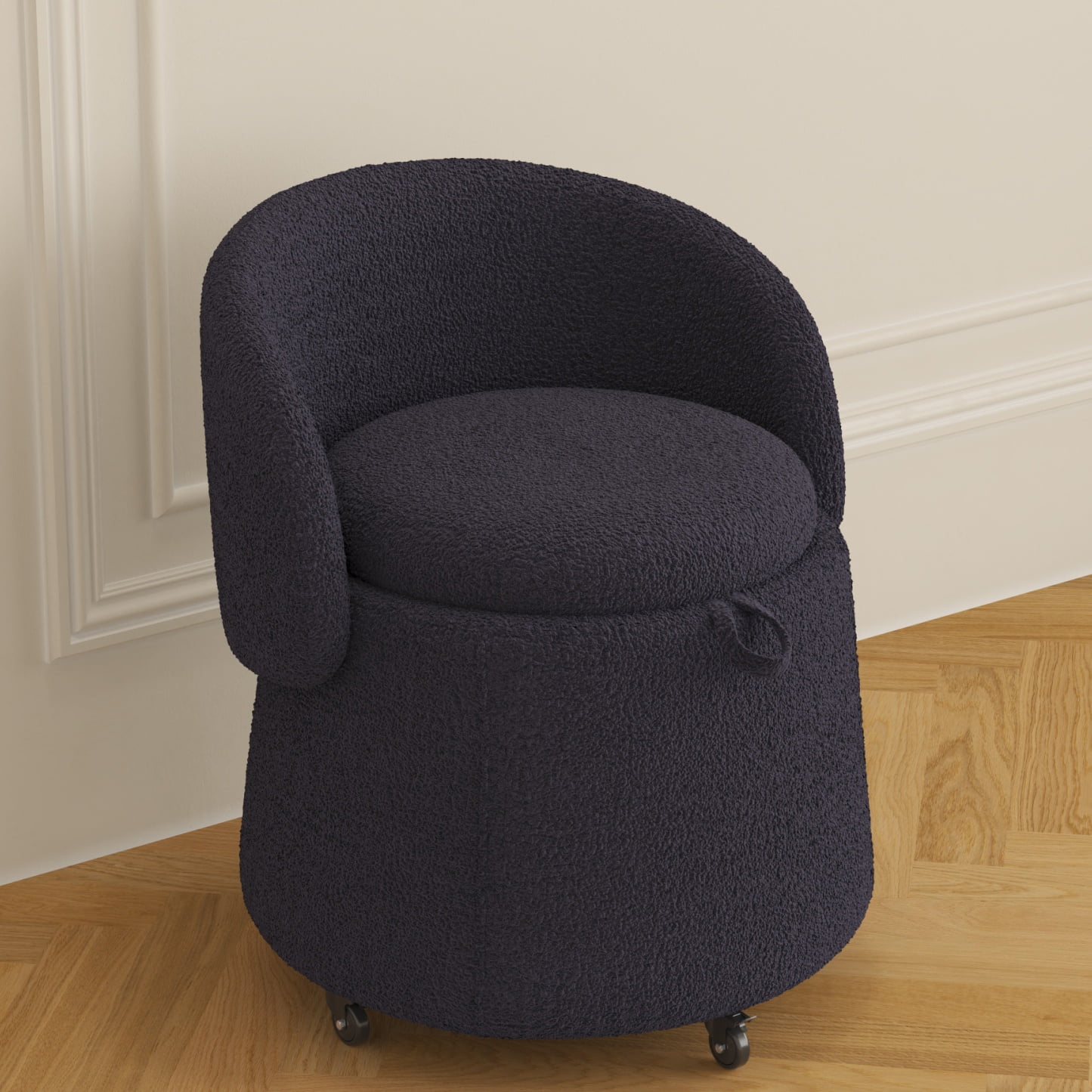 Tcbosik Uhpolstered Lounge Chair with Wheels, Round Stool with Storage ...