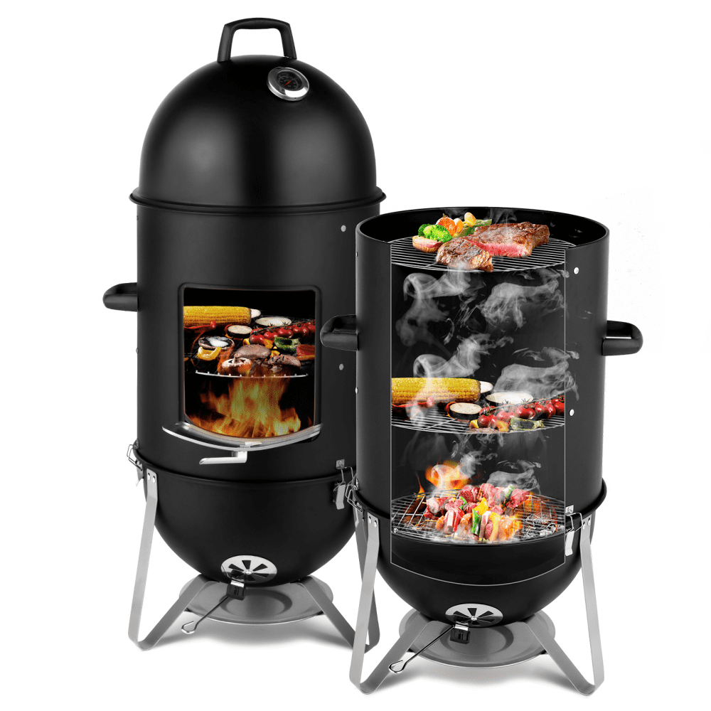 Tcbosik Vertical Charcoal Smoker, 18.8 inch BBQ Smoker Grill with Built ...