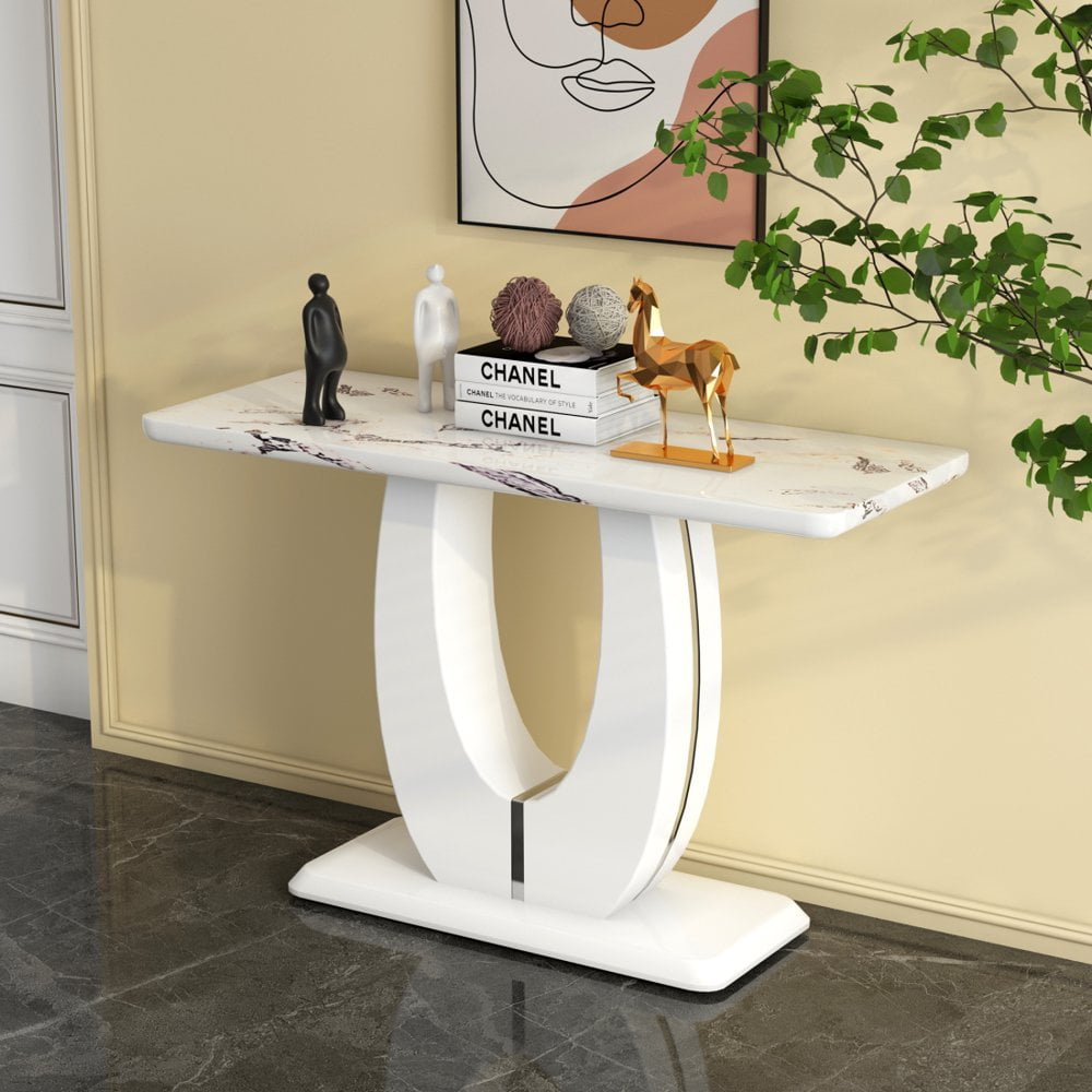 Tcbosik White Entryway Table, Modern 47-Inch Console/Accent Table with ...