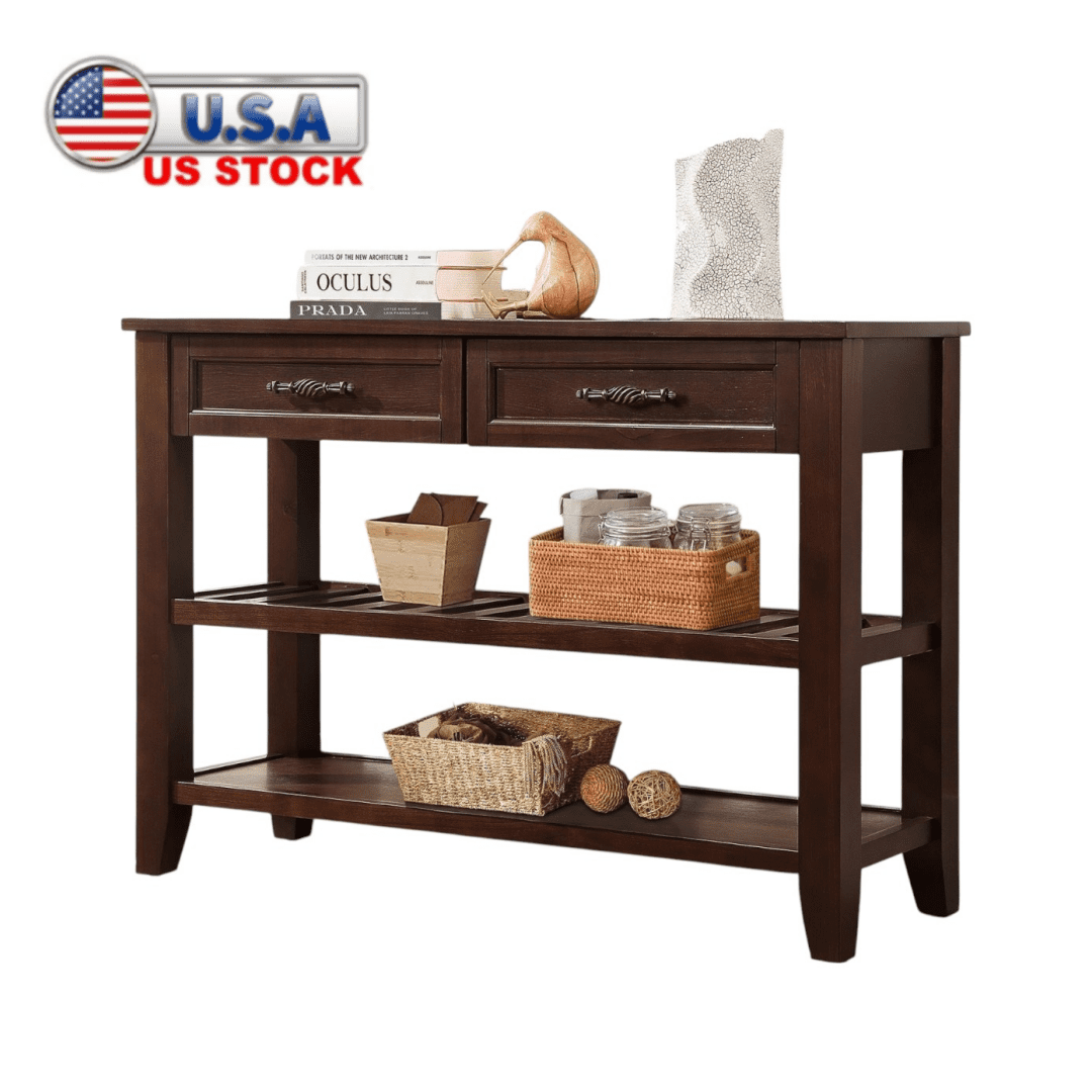 Tcbosik Console Table, 42 inch Narrow Sofa Table with Storage Drawers ...