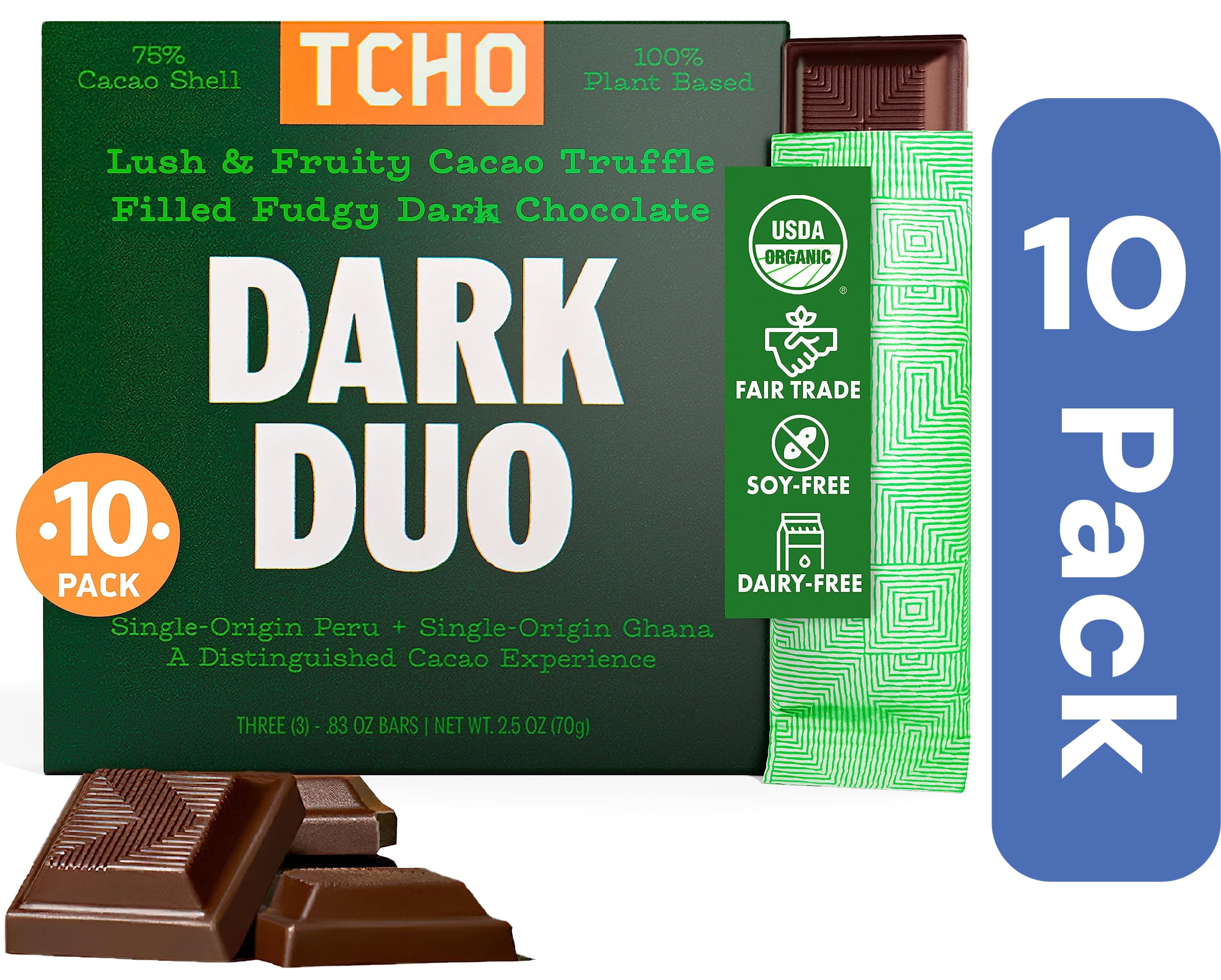Tcho Chocolate Bar Dark Duo 2.5 oz (Pack of 10) - Walmart.com