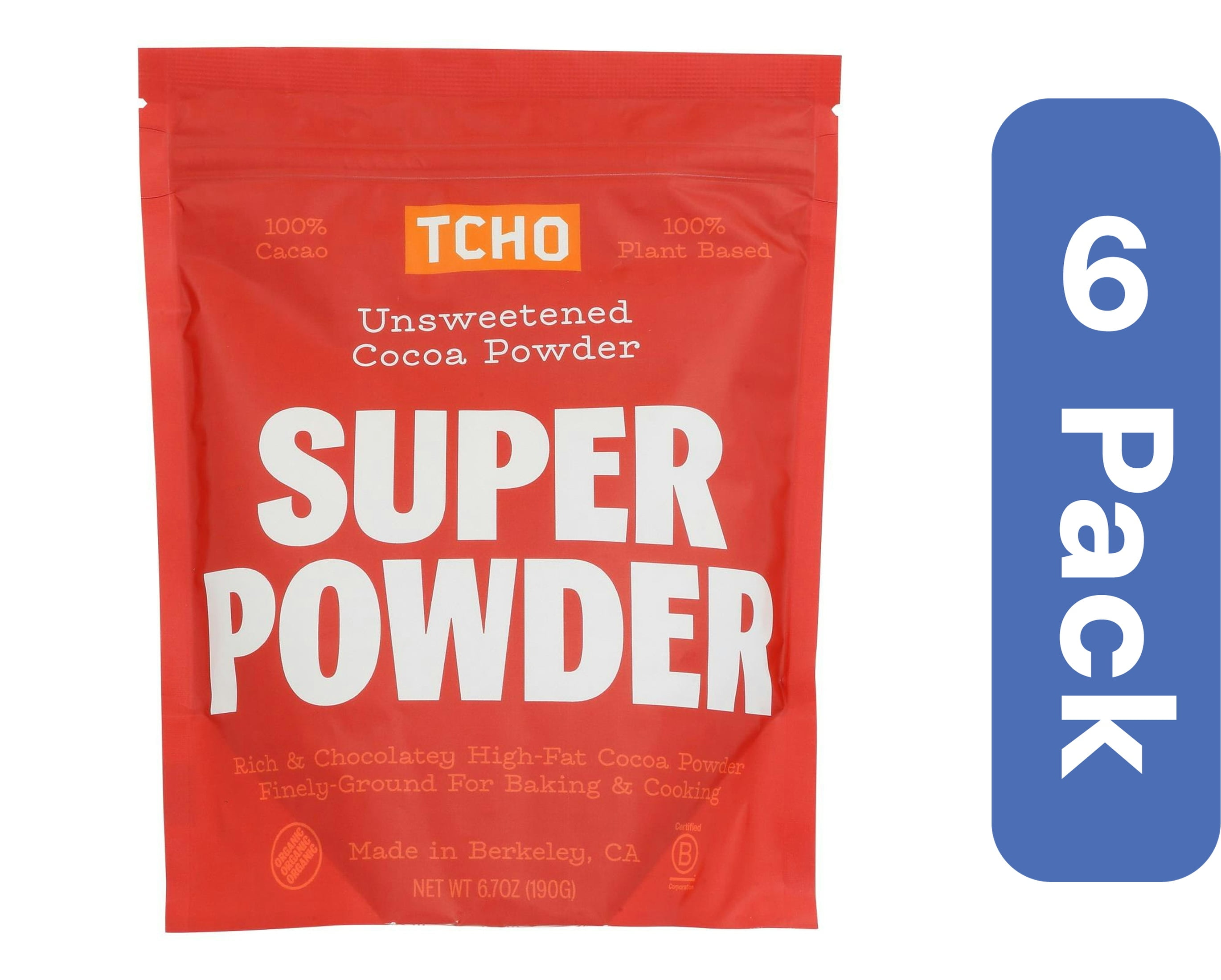 Tcho Unsweetened Super Cocoa Powder 6.7 oz (Pack Of 6) - Walmart.com