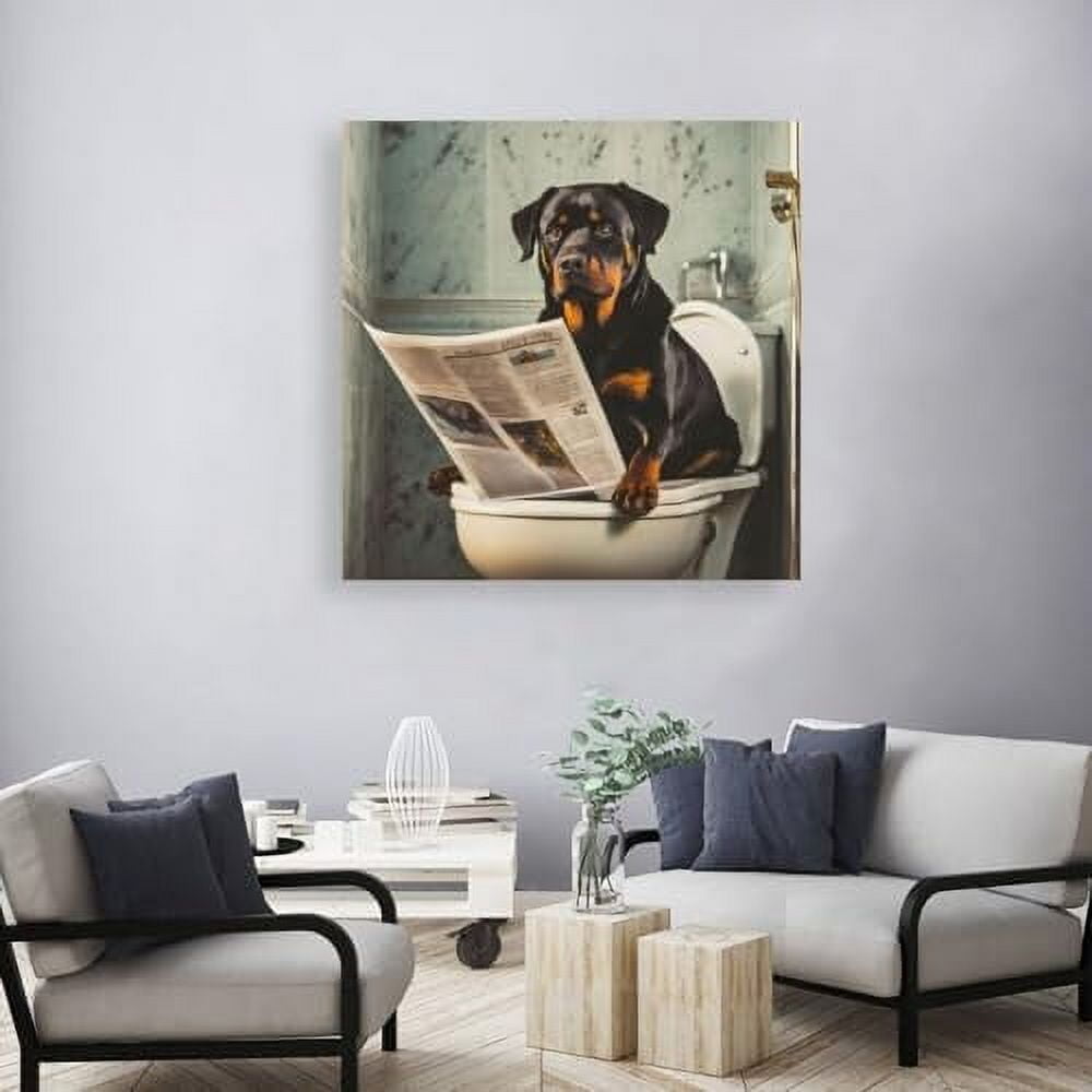 TcnBzydkij Square Canvas Bathroom Decor Rottweiler Dog Wall Decor ...